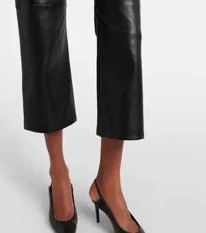 Nour Hammour Leather Cropped Slim Pants