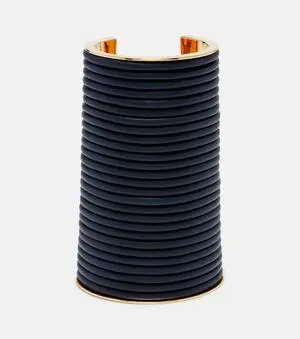 Alaïa Leather-trimmed Cuff Bracelet - Blue