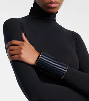 Alaïa Leather-trimmed Cuff Bracelet