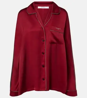 Givenchy Silk Satin Button Down Shirt - Red