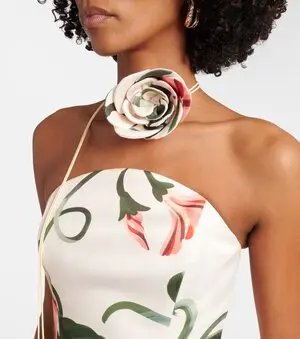 LEO LIN Violet Floral Bustier Gown - Beige
