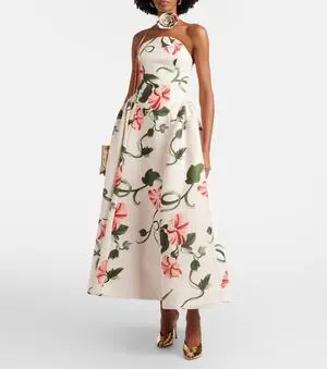 LEO LIN Violet Floral Bustier Gown - Beige