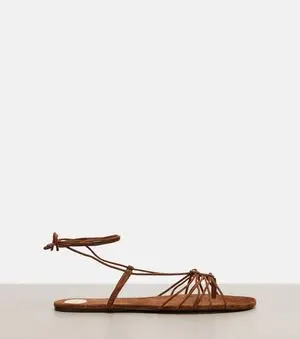 Saint Laurent Babylone Suede Sandals - Brown