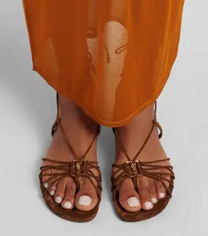 Saint Laurent Babylone Suede Sandals - Brown
