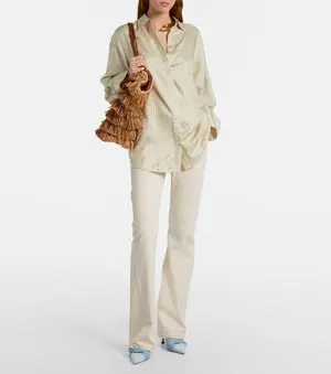 JIMMY CHOO Livi Leather And Canvas Mules - Blue