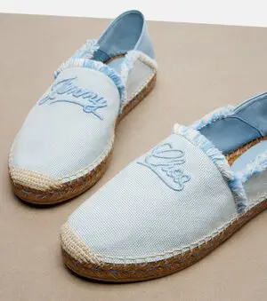 JIMMY CHOO Embroidered Canvas Espadrilles - Blue
