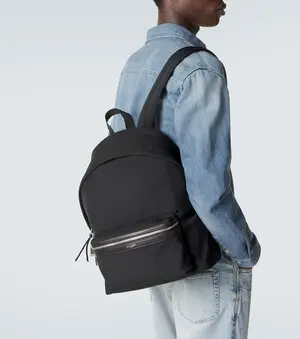 Saint Laurent City Leather-trimmed Canvas Backpack