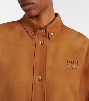 Miu Miu Suede Blouson Jacket - Brown