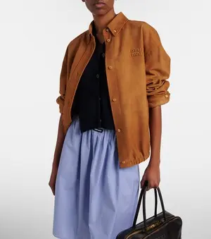 Miu Miu Suede Blouson Jacket - Brown