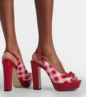 JIMMY CHOO Ziva Checked Peep-toe Pumps