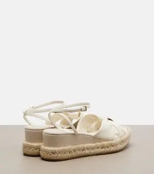 JIMMY CHOO Aella Leather Espadrille Wedge Sandals - White