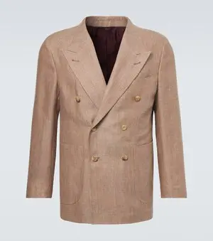 Rubinacci Herringbone Linen And Wool Blazer