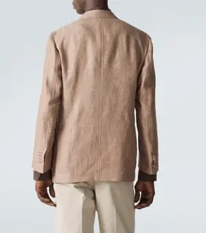 Rubinacci Herringbone Linen And Wool Blazer