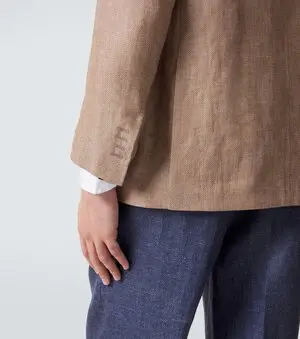 Rubinacci Herringbone Linen And Wool Blazer