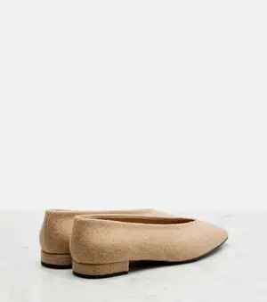 Loro Piana Rebecca Herringbone Ballerina Flats - Beige
