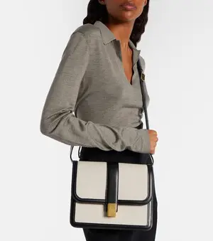 Khaite Blake Leather-trimmed Canvas Crossbody Bag - Beige
