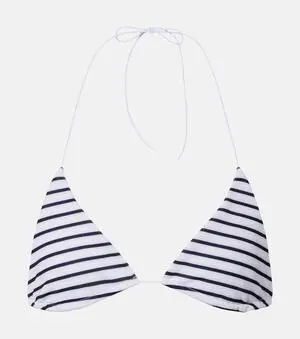 Jade Swim Micro Via Striped Bikini Top - White