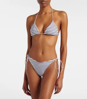 Jade Swim Micro Via Striped Bikini Top - White