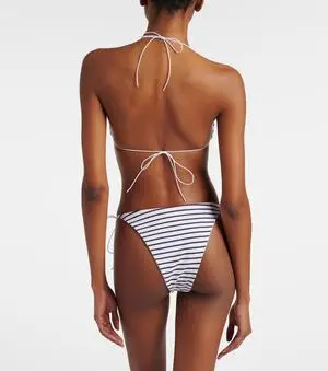 Jade Swim Micro Via Striped Bikini Top - White