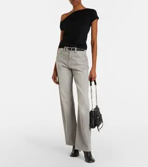 7 For All Mankind One-shoulder T-shirt - Black