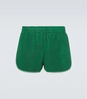 Versace Logo Cotton Terry Shorts - Green
