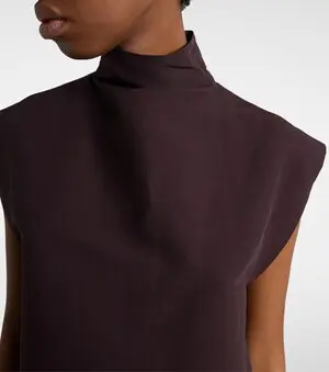 Alaïa Poplin Turtleneck Top - Brown