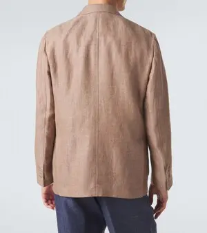 Rubinacci Herringbone Linen And Wool Blazer - Beige