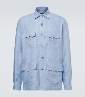 Rubinacci Linen Field Jacket - Blue