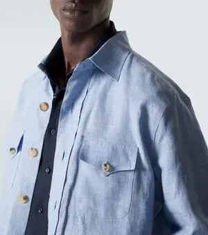 Rubinacci Linen Field Jacket - Blue