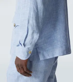 Rubinacci Linen Field Jacket - Blue
