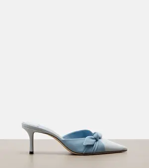 JIMMY CHOO Livi Leather And Canvas Mules - Blue