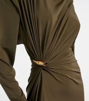 Bottega Veneta Gathered Crêpe Jersey Maxi Dress - Green