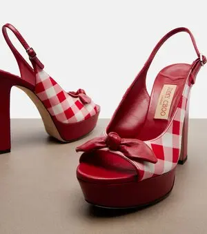 JIMMY CHOO Ziva Checked Peep-toe Pumps