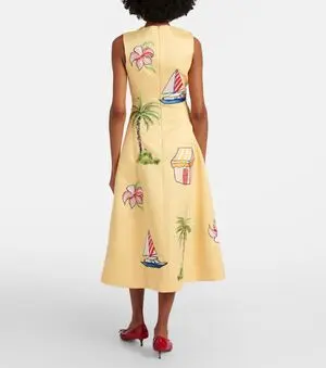 LEO LIN Beaded Patch-appliqué Midi Dress
