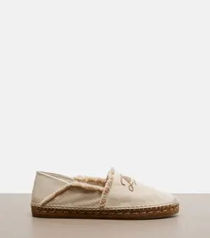 JIMMY CHOO Avi Embroidered Canvas Espadrilles - Beige