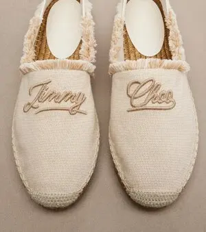 JIMMY CHOO Avi Embroidered Canvas Espadrilles - Beige