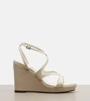 JIMMY CHOO Ayla Leather Wedge Sandals