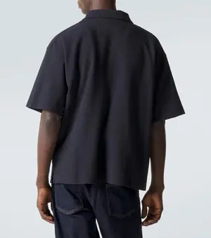 FRAME Textured Cotton-blend Polo Shirt - Blue