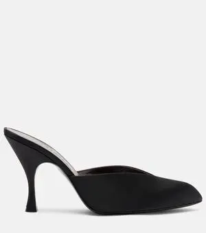 HERBERT LEVINE Sitting Pretty Satin Mules - Black