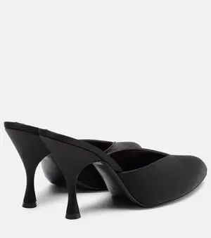 HERBERT LEVINE Satin Pointed Toe Mules - Black