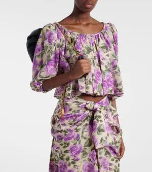 Chloé Printed Silk Top - Yellow