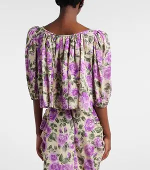 Chloé Printed Silk Top - Yellow