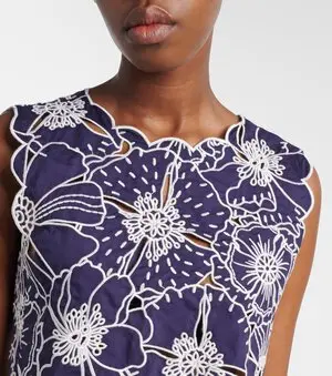 Farm Rio Embroidered Floral Cotton Crop Top
