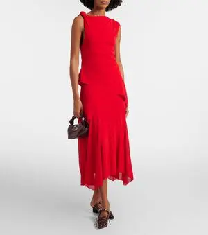 GANNI Draped Asymmetric Midi Dress