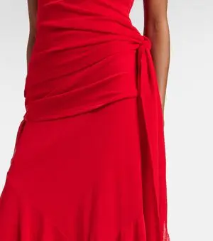 GANNI Draped Asymmetric Midi Dress