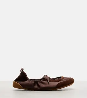 Chloé Kick Suede-trimmed Satin Flats - Brown