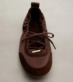 Chloé Kick Suede-trimmed Satin Flats - Brown