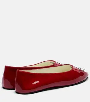 Tory Burch Reva Embellished Patent Leather Ballet Flats - Red