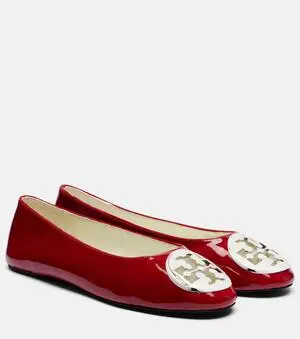 Tory Burch Reva Embellished Patent Leather Ballet Flats - Red