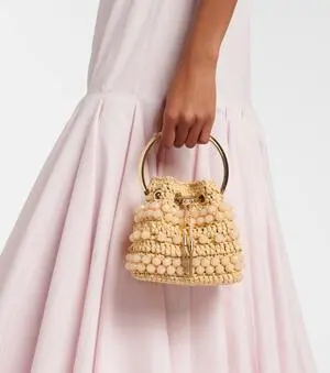 JIMMY CHOO Raffia Bucket Bag - Beige